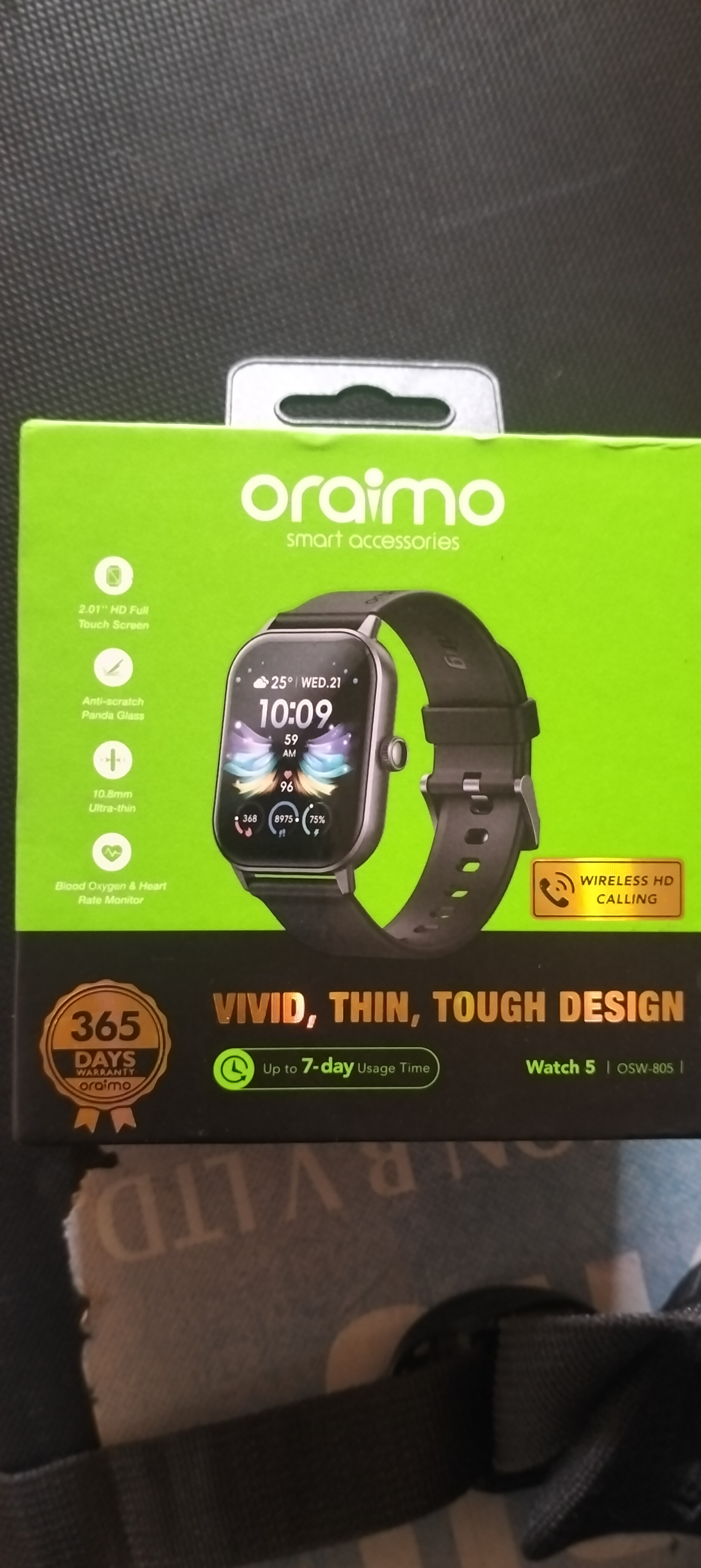 oraimo watch 5 2.01" HD Panda Glass 1ATM Water&Dust Resistance Smart Watch