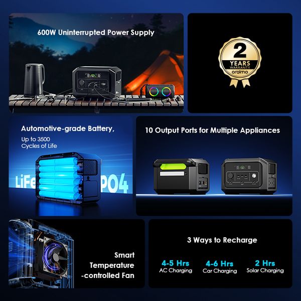 oraimo PowerStation 600 600w Portable 3-way Recharge Power Station