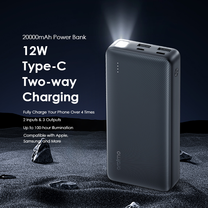 oraimo traveler 12 20000mah 12w fast charge type c 2 way power bank
