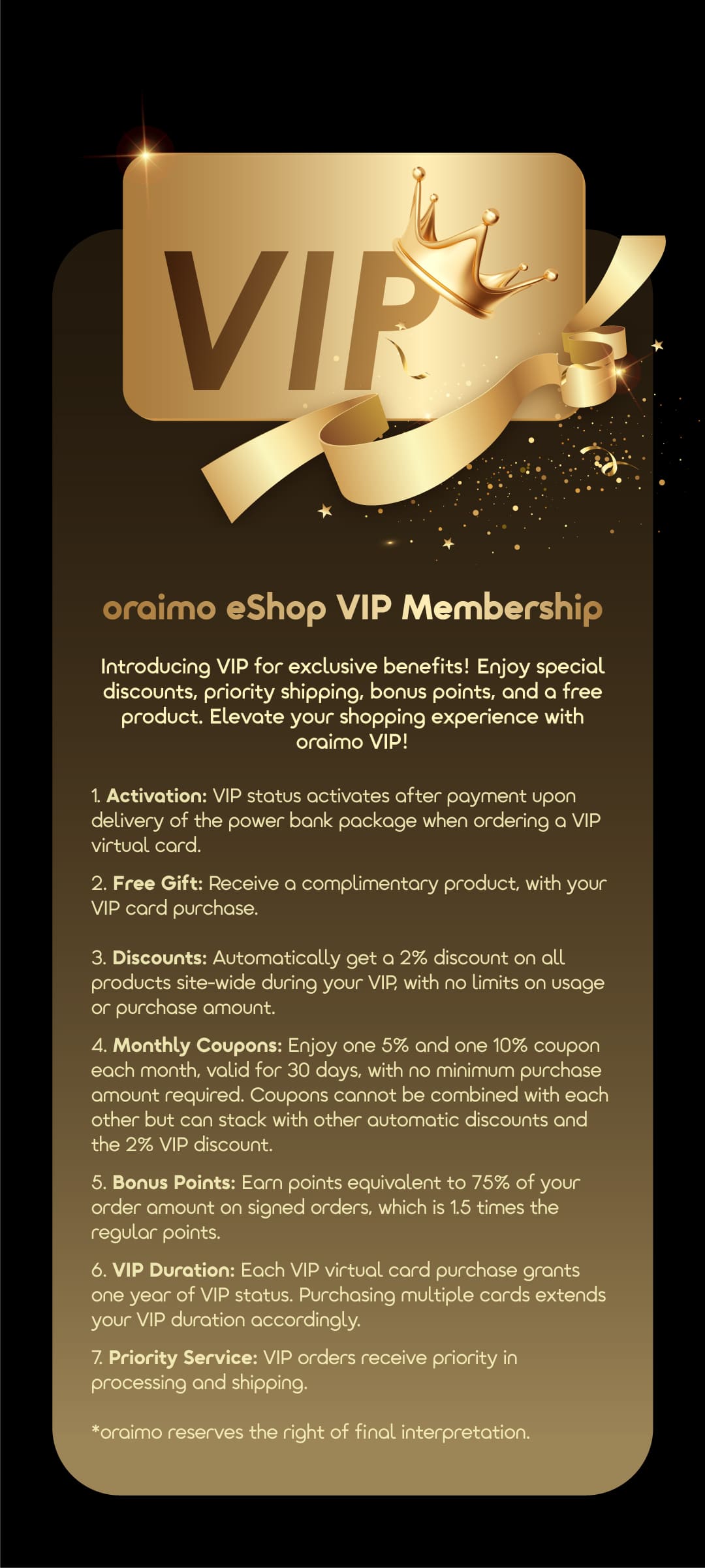 oraimo Plantinum VIP Memberhsip with gift powerbank