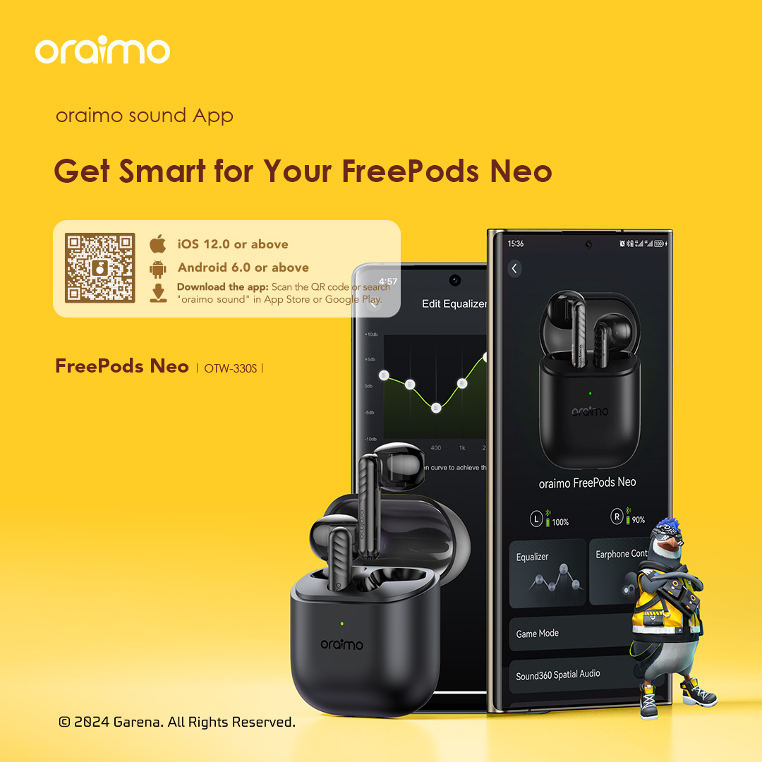 oraimo FreePods Neo Half In Ear True Wireless Earbuds-FreeFire Version